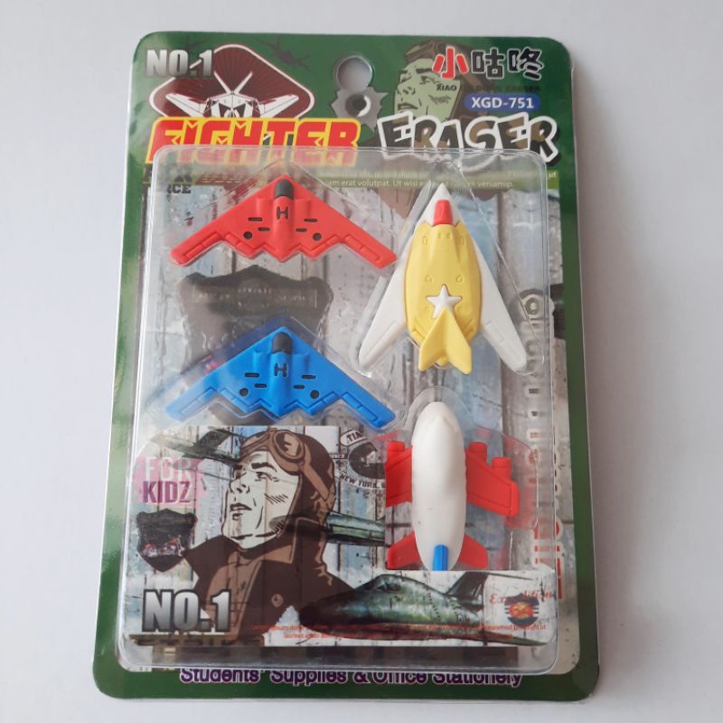 3D Figther Plane Jet Eraser For Study + Toy + ️ Pemadam Getah Kapal ...