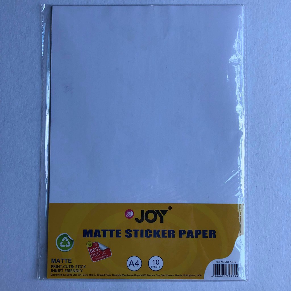 Joy Sticker Paper A4 Glossy/Matte 10pcs | Shopee Philippines