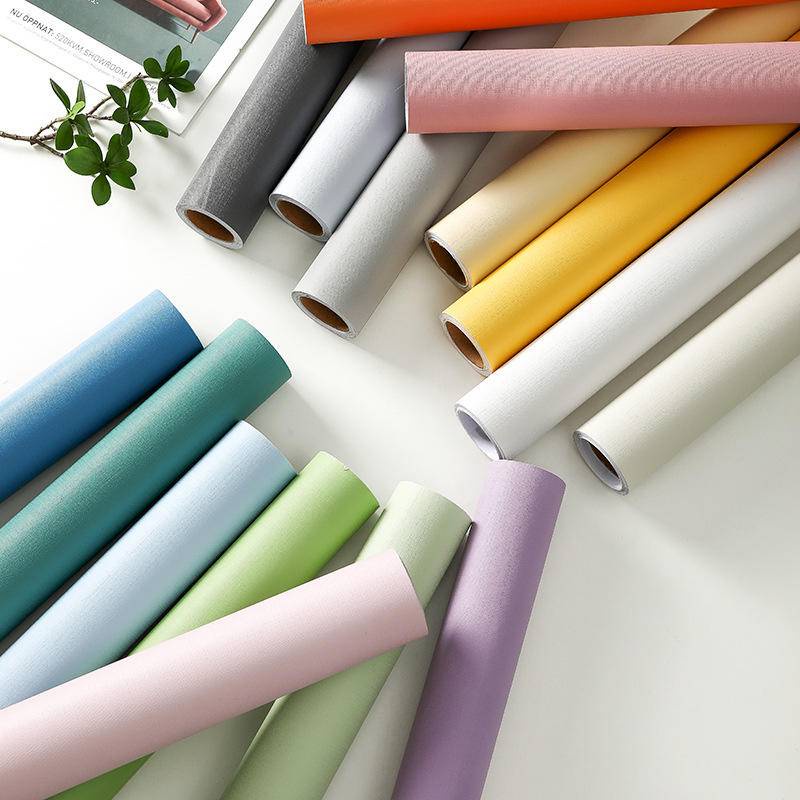 Wallpaper self-adhesive macaron solid color stickers plain pvc ...