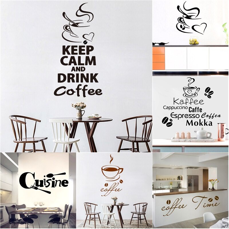 Large Size Coffee Vinyls Wall Stickers Coffee Shop Window Decoration ...