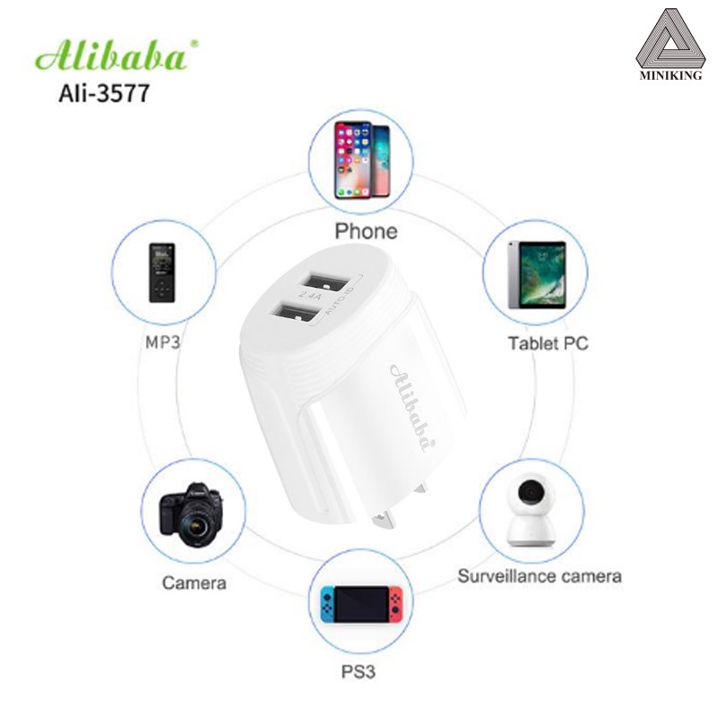 Alibaba Ali-3577 2.4A 1Meter USB Cable Dual Port Fast USB Charger Micro ...
