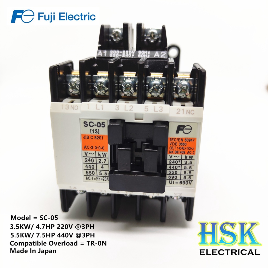 SC-0 to SC-N3 Fuji Electric AC Magnetic Contactor SC-0 SC-05 SC-4-1 SC-5-1 SC-N1 SC-N2 SC-N2S SC ...