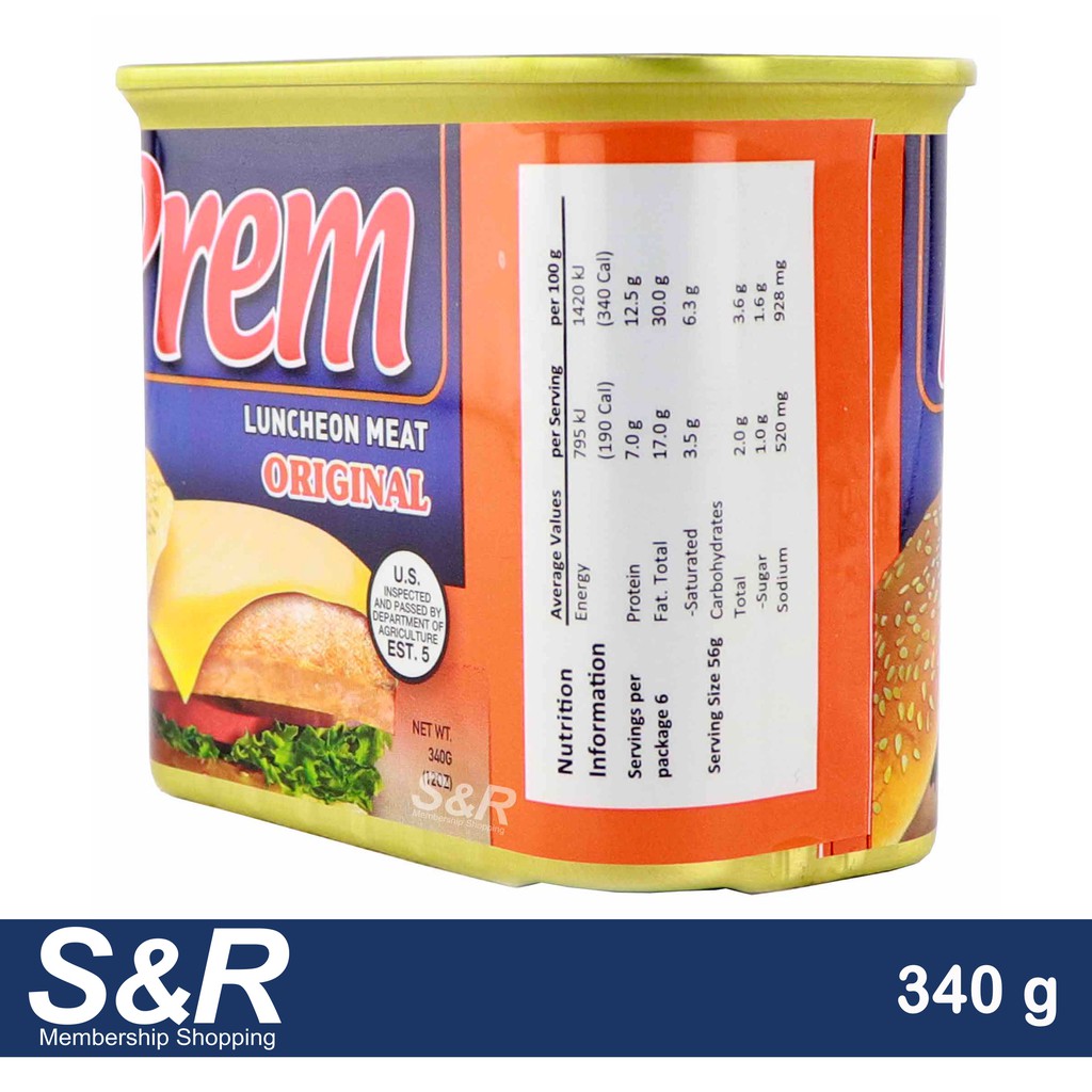 Prem Luncheon Meat Original 340g | Shopee Philippines