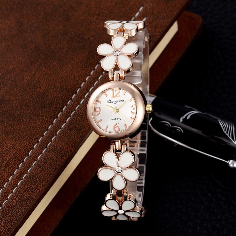Relo For Woman Elegant White Flower Bracelet Watch For Women Fashion ...