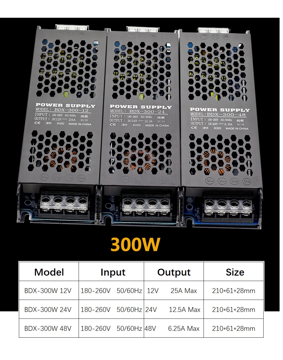 Ultrathin LED Power Supply Driver AC110-220V DC12V DC24V DC48V 60W 100W 150W 200W 300W 400W ...