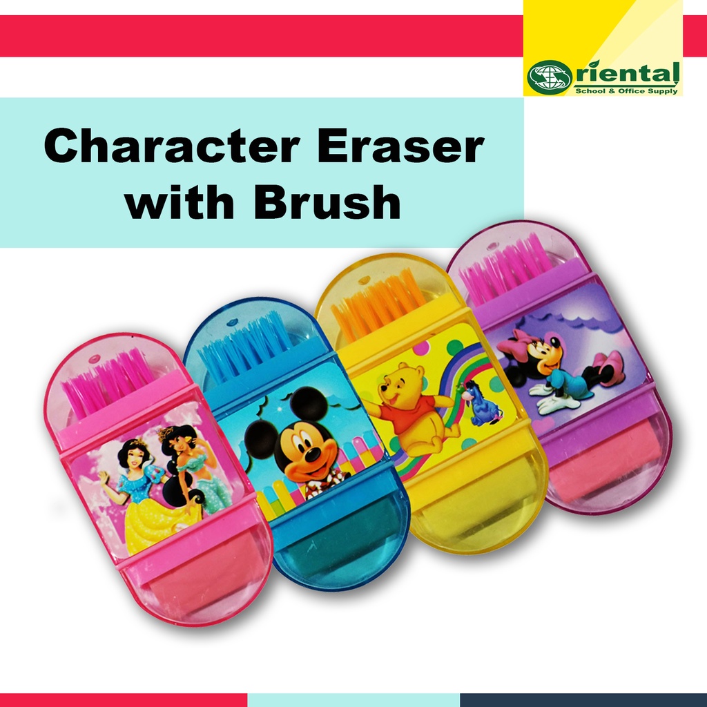 BIG Character Eraser with 2 hole Sharpeners and Brush - Colorful ...