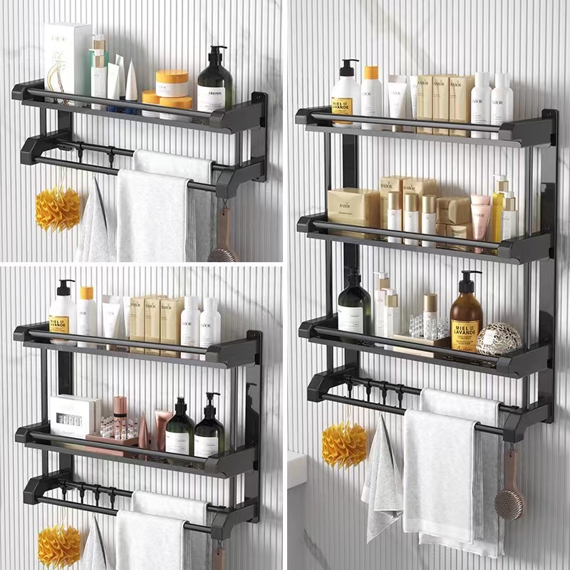 304 stainless steel black bathroom storage rack, bathroom rack ...