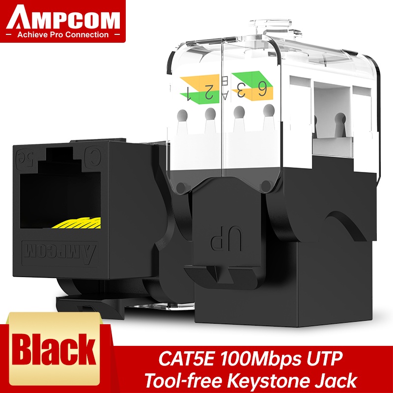 AMPCOM RJ45 Keystone Jack, CAT6 RJ45 UTP Keystone Module Adapter No ...