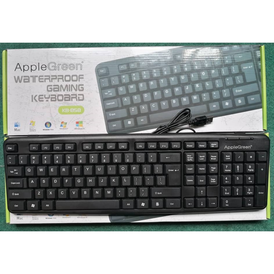 Apple Green KB-858 USB Wired Keyboard / Computer Keyboard Papan Kekunci ...