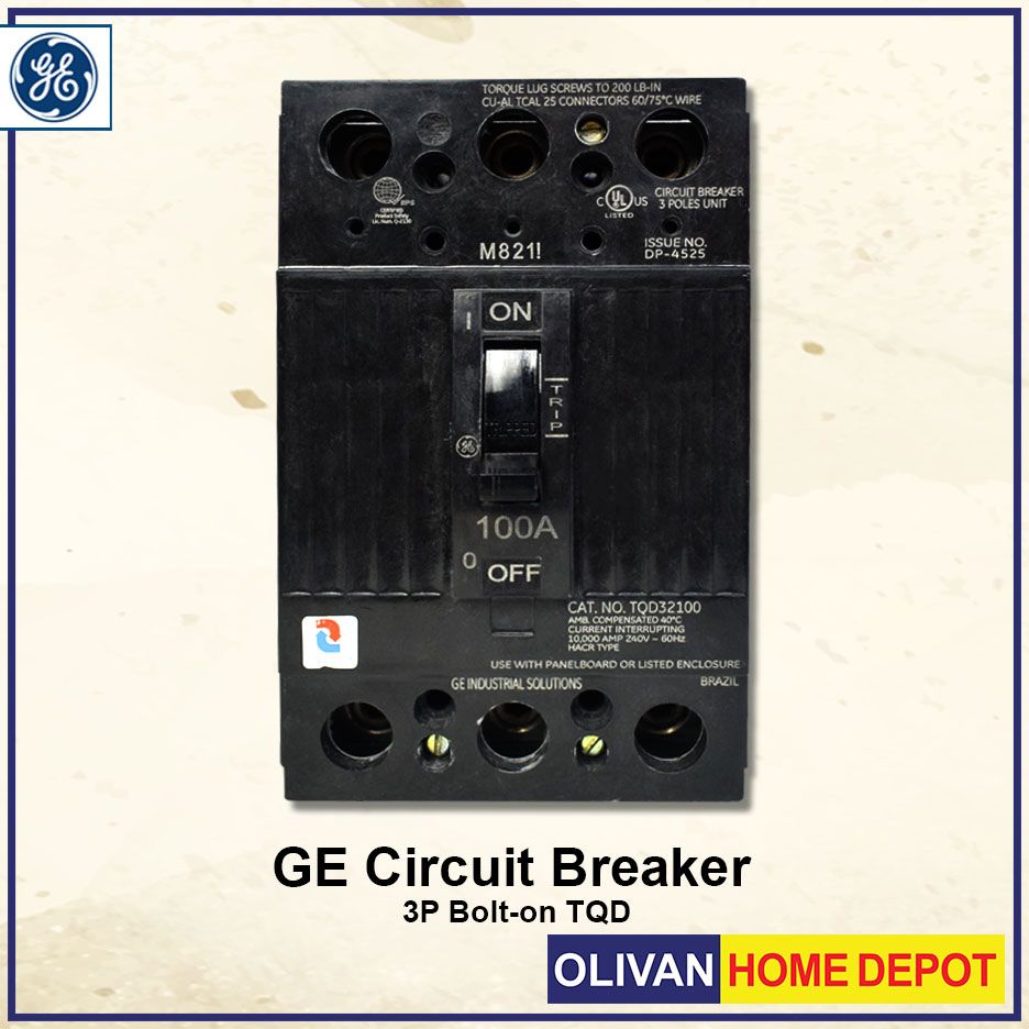 GE Original Circuit Breaker Bolt On Type 3 Pole TQD 100 Ampere, 200 Ampere | Shopee Philippines