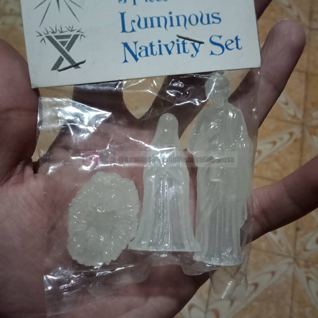 Nativity / Belen Set Mini Luminous 3 pcs Small Cute Jesus Joseph Mary ...