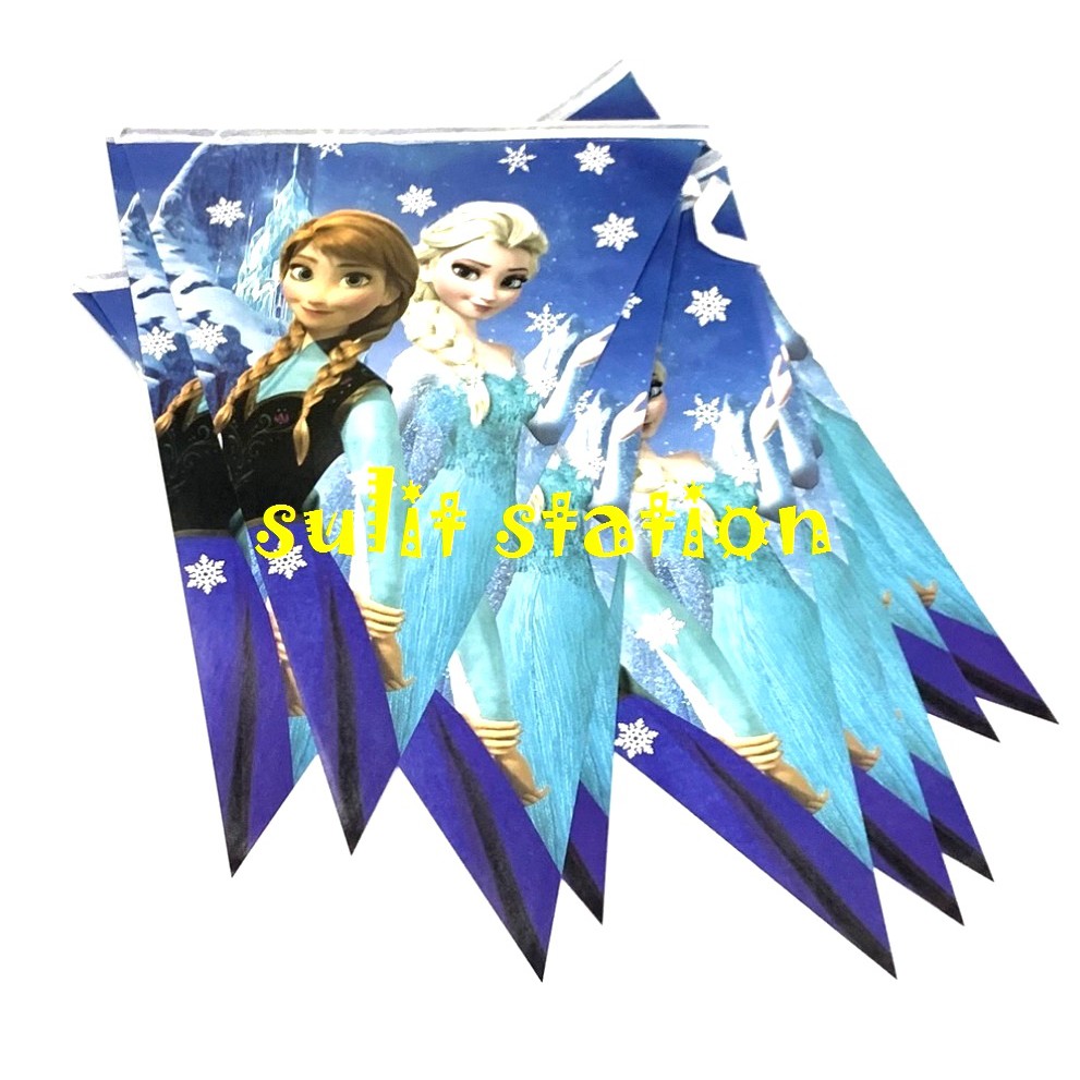 FROZEN ELSA ANNA THEMED BIRTHDAY PARTY FLAG BANNERS BANDERITAS decor ...
