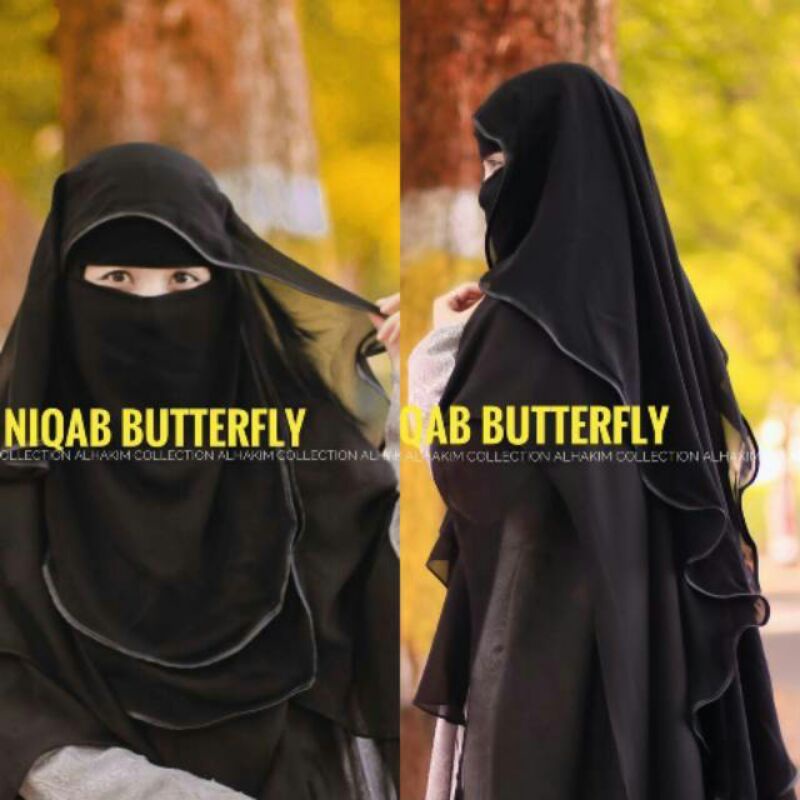 Niqab Yaman Butterfly 2 layer VENUE/Yaman Niqab Length 97 cm back layer ...