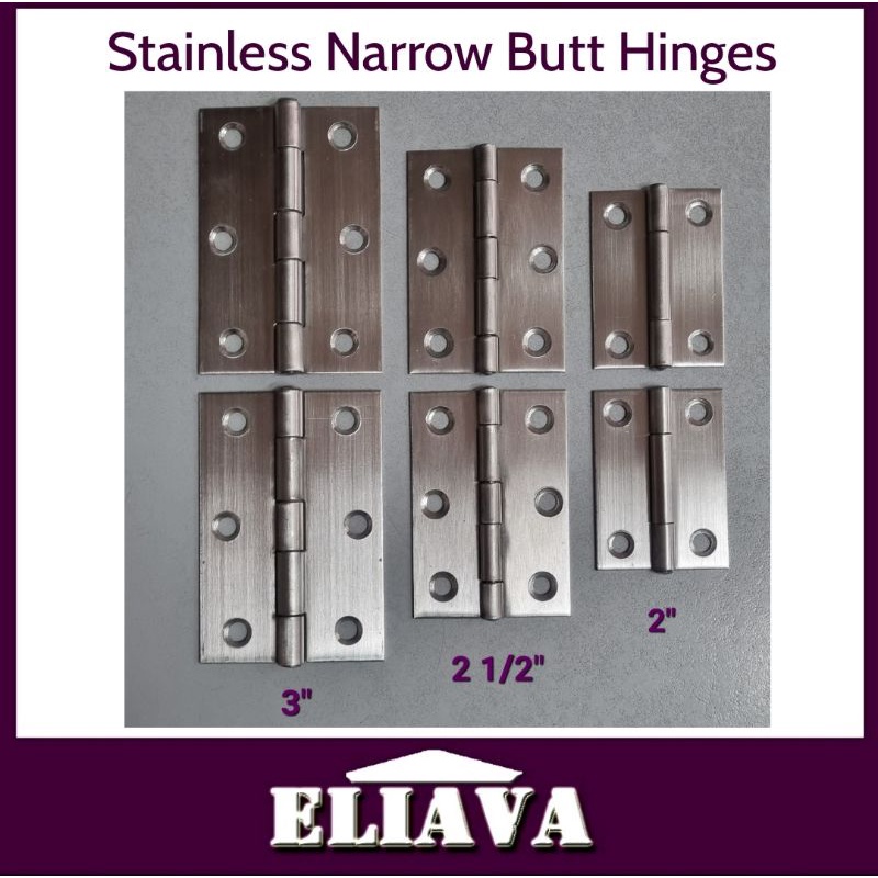 ELIAVA Stainless Steel Narrow Butt Hinges (2 pcs) | Shopee Philippines