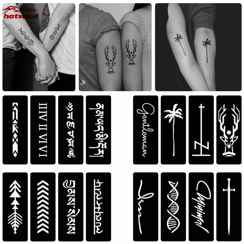 HW A4 Hollow Adhesive Tattoo Tattoo Template Sticker Semi-permanent ...