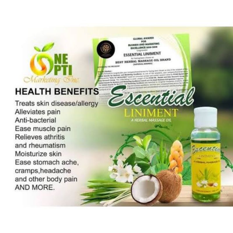 ONE OPTI ESSENTIAL LINIMENT Herbal Massage oil | Shopee Philippines