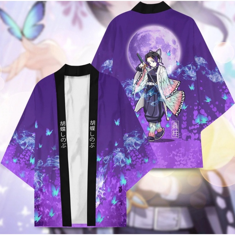 Demon Slayer Nine Pillars Inosuke Cosplay Purple Butterfly Kimono Cloak ...