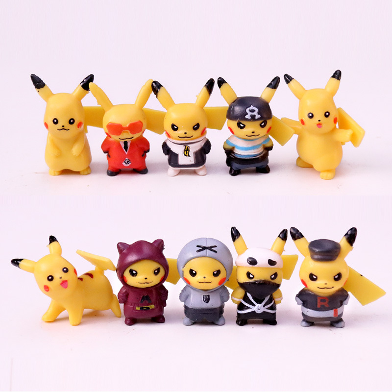 1Set/10Pcs Cute Mini Pikachu Dolls Small Ornaments Ninja Series Pokemon ...
