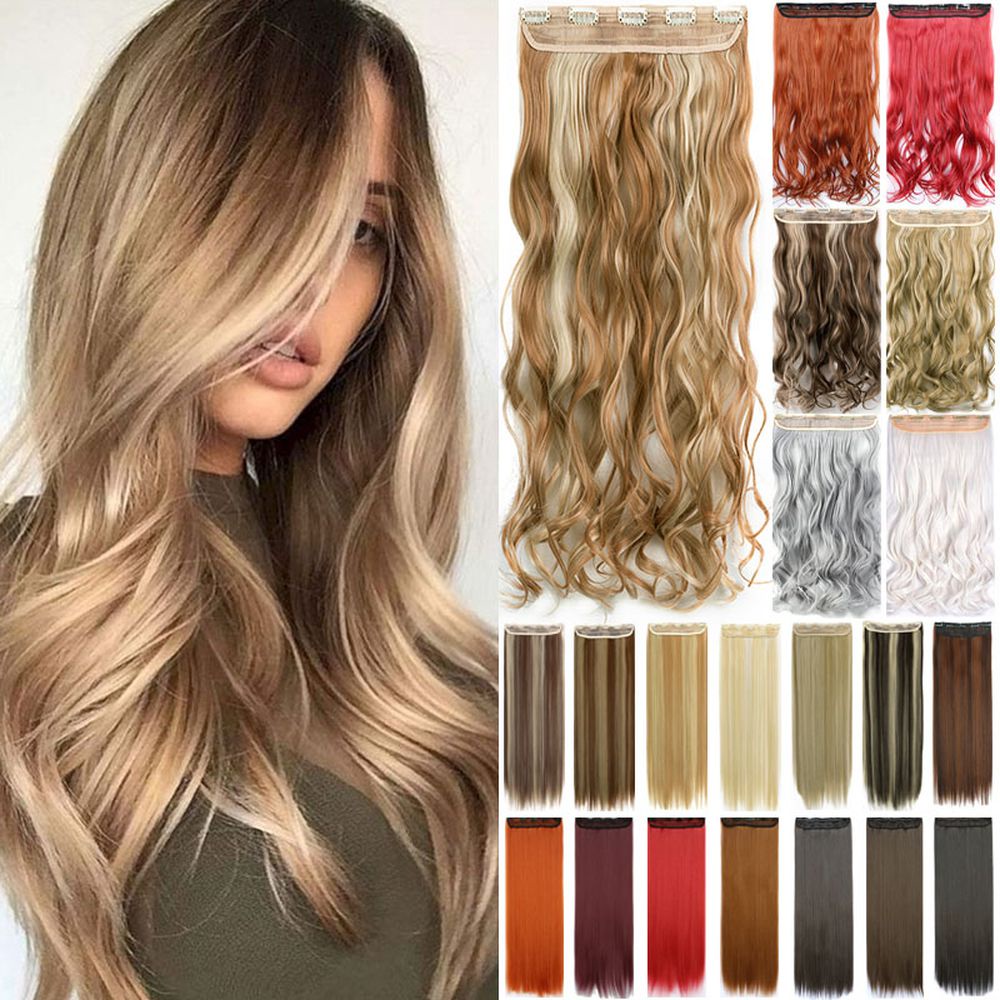 Real Thick Soft Clips In Hair Extensions Natural Synthetic Fiber ...