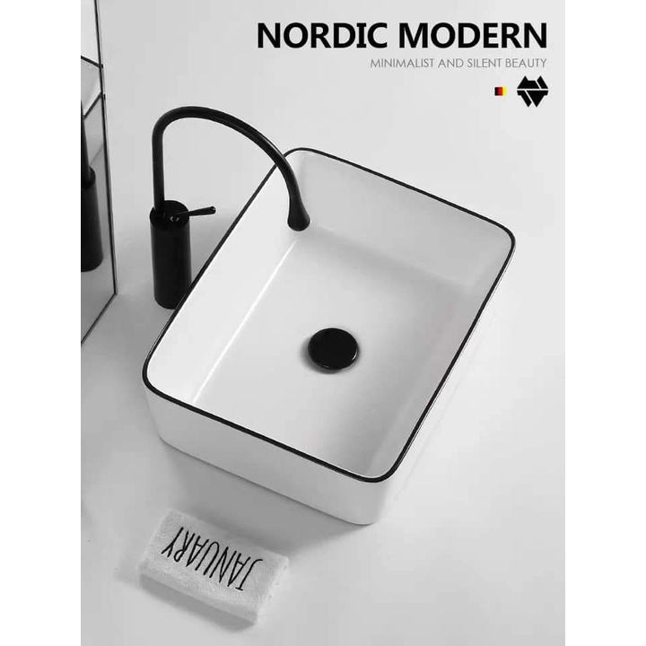 Counter Top Bathroom Lavatory Square Type Nordic Modern Design | Shopee ...