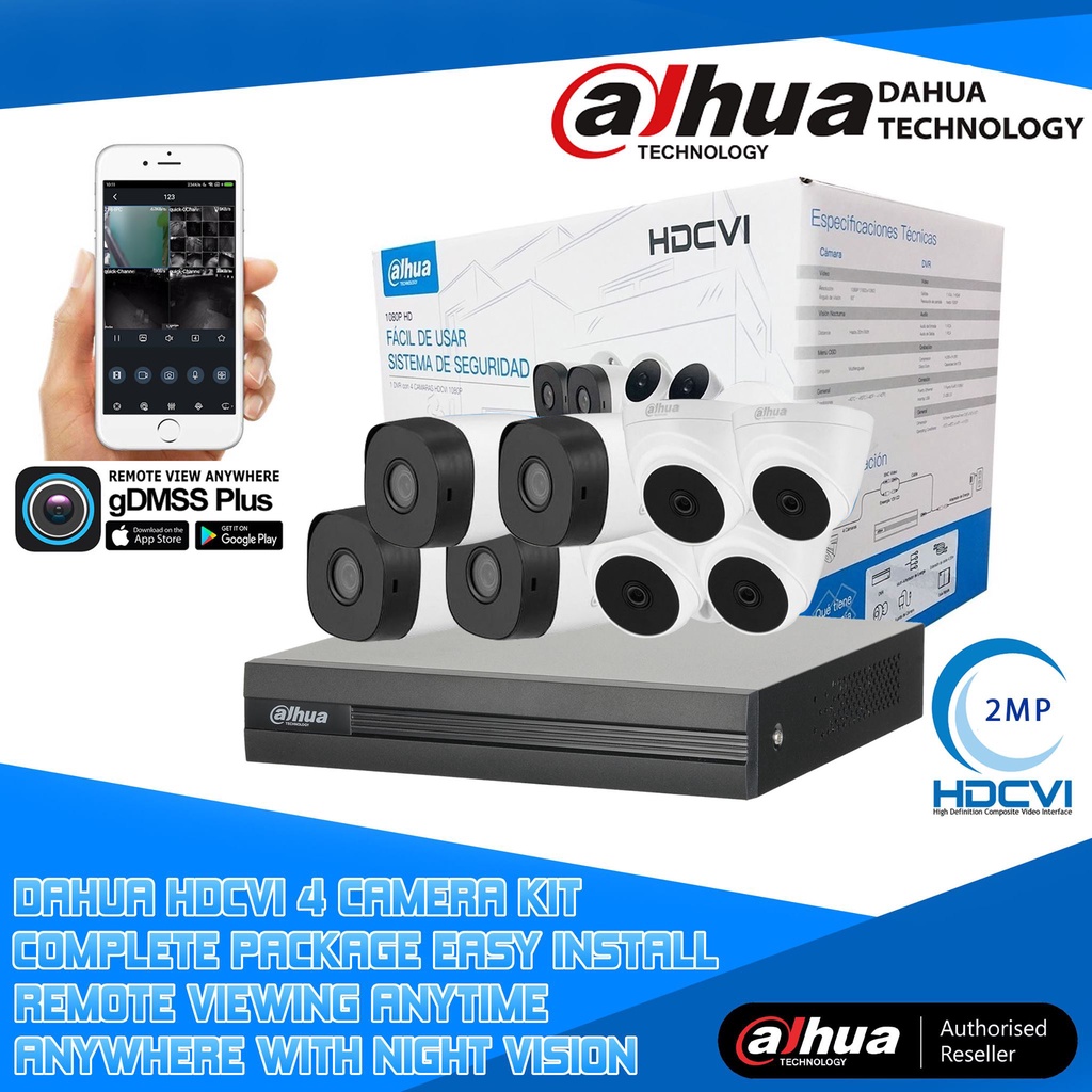 Dahua Cctv 8 Channel Copper Kit 1080p HDCVI Security System- , 4 Bullet ...