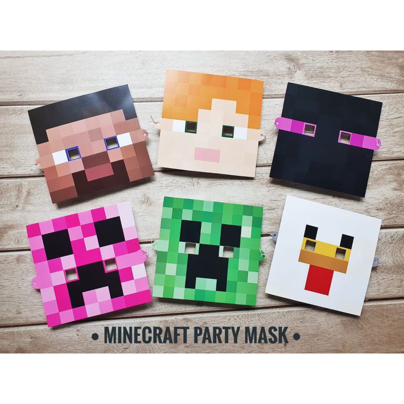 Minecraft Party Masks Birthday Masks Kids Birthday Accessories Kids ...