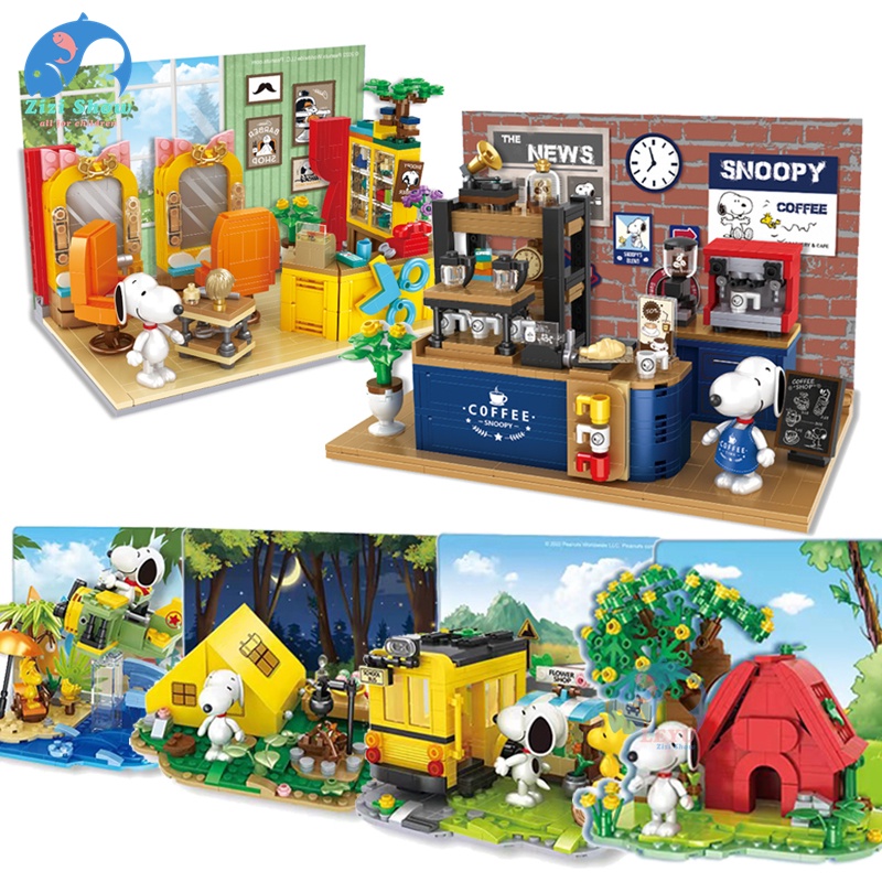 LEYU Building Snoopy Set Toy Classic Comic Peanuts Series Small Scenes ...