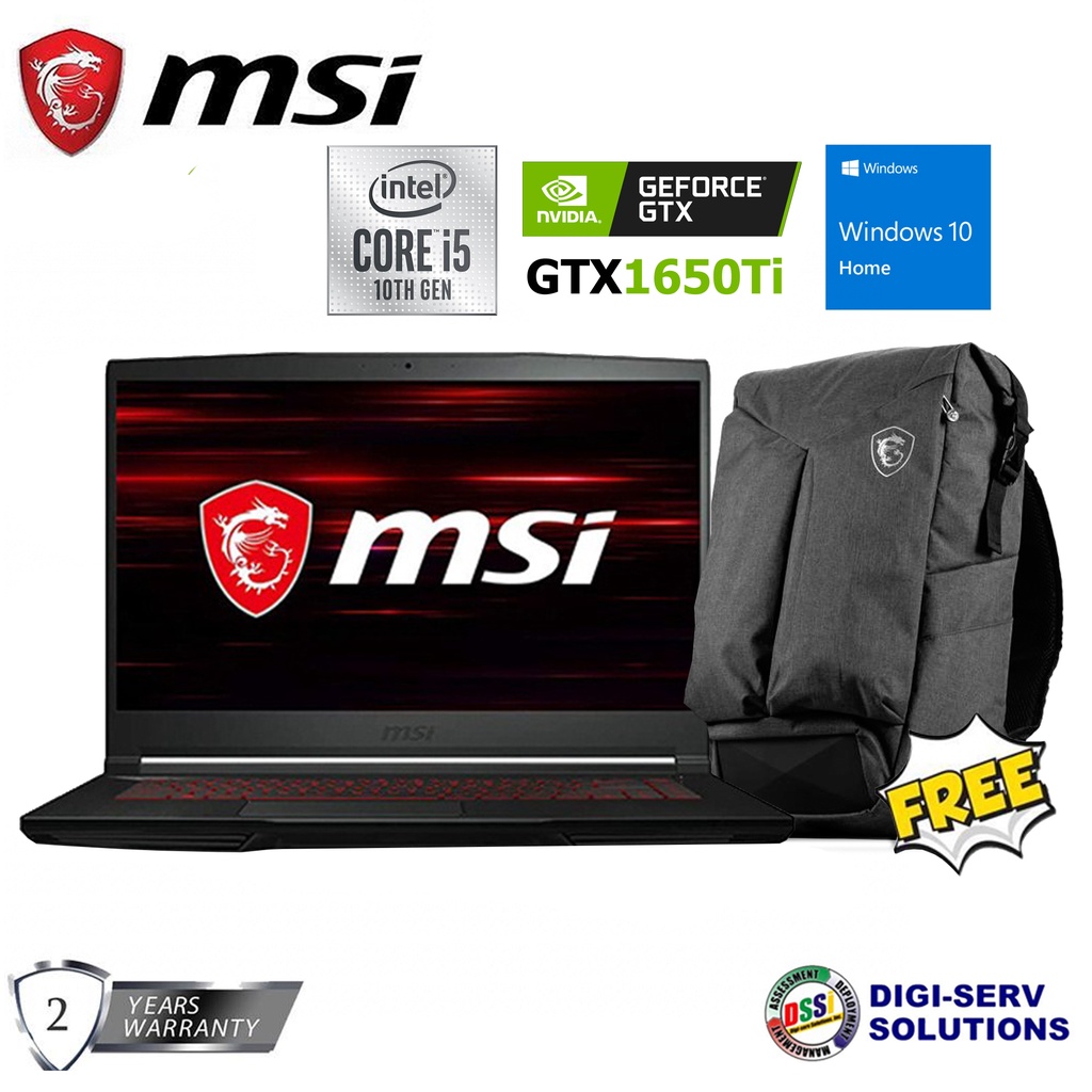 MSI GF63 10SCSR-896PH 15.6" Gaming Laptop w/ 144H, i5-10300H, GTX1650Ti 4GB GDDR6 GPU, DDR4 8GB ...