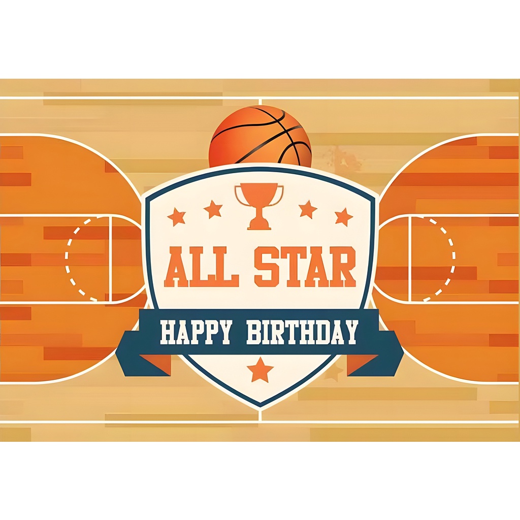 Basketball Theme Happy Birthday Backdrop Banner All Star Basketball ...