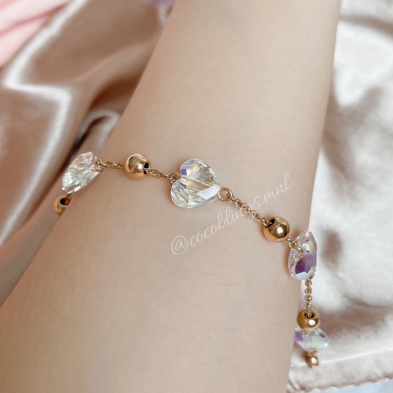 Swarovski Heart Bracelet 10k Gold | Shopee Philippines