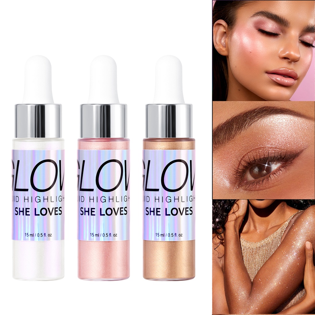 4 Colors Liquid Highlighter Face Body Glow Luminizer Shimmer Shine ...