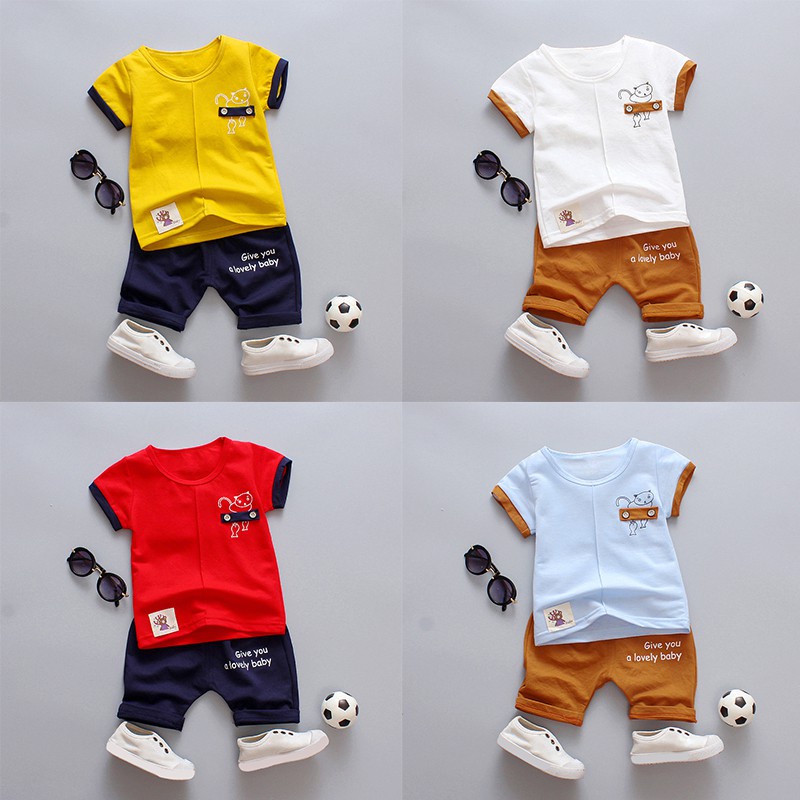 Kids Terno Boys Terno Baby Boys Short Sleeve Tops+Pant Suit Toddler ...