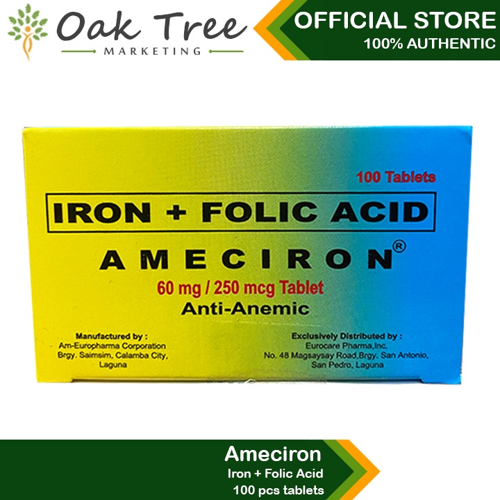 Iron + Folic Acid 60mg/250mcg Tab (AMECIRON) | Shopee Philippines
