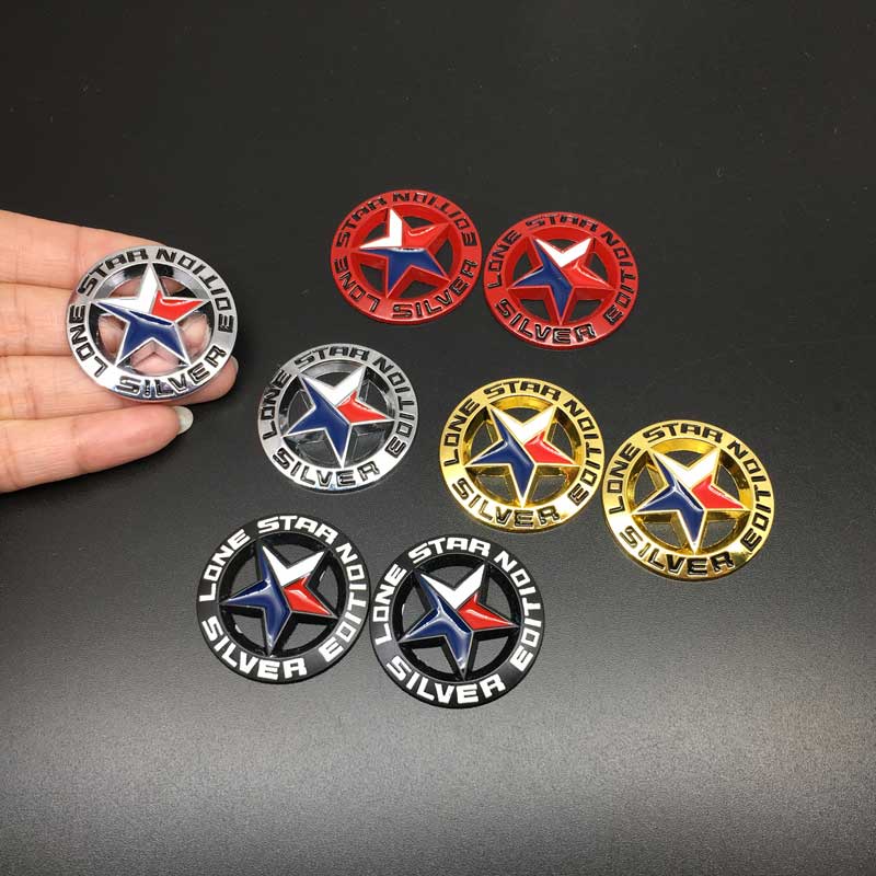 2PCS/set Small Metal LONE STAR SILVER EDITION Logo Emblem Badge Car ...