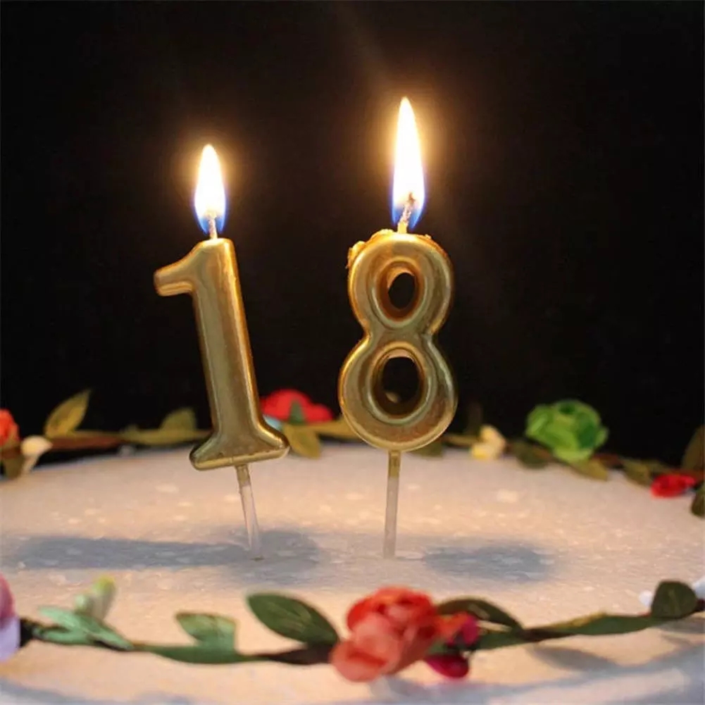 Rose Gold Number Cake Candle Happy Birthday Cake Topper Children Girl ...