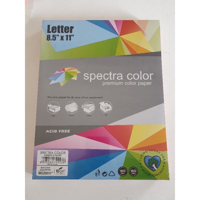 250 Sheets Spectra Color Premium Colored Paper Assorted 8.5x11 Letter ...