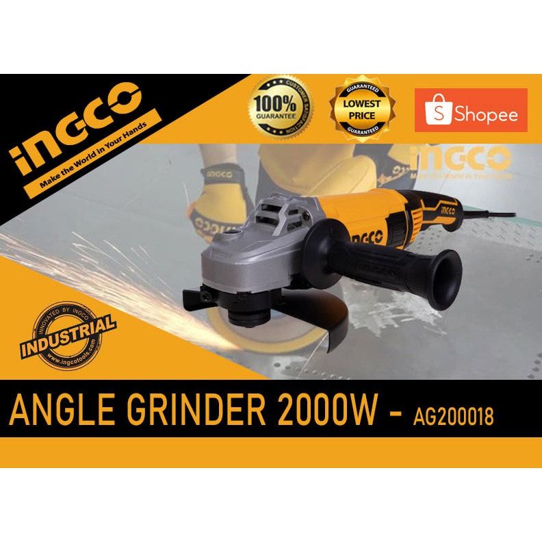 INGCO Original Angle Grinder 2000W AG200018 | Shopee Philippines