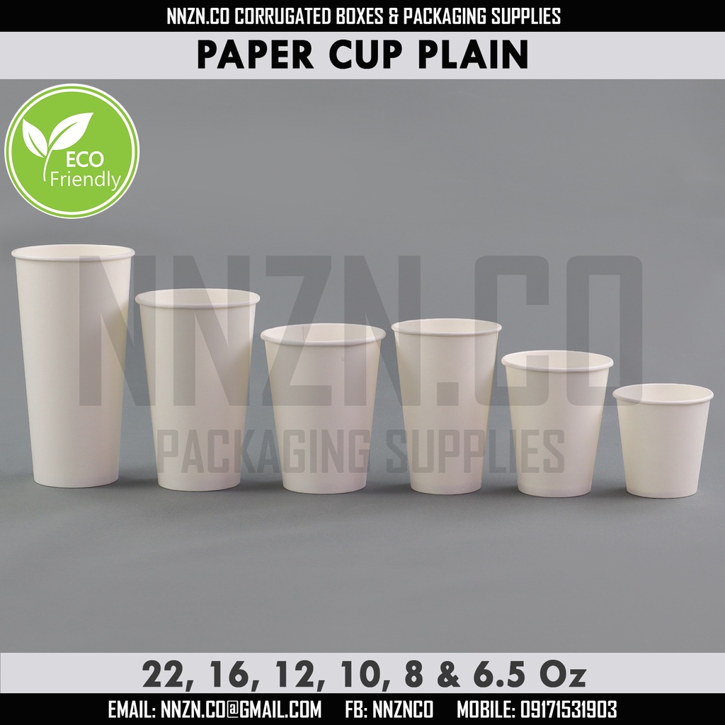 Nnzn Biodegradable Disposable Plain White Paper Cups Beverage Cup Take
