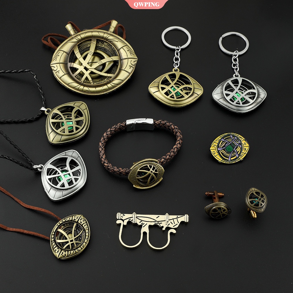 Marvel Doctor Strange Necklace Avengers Eye of Agamotto Pendant Leather ...