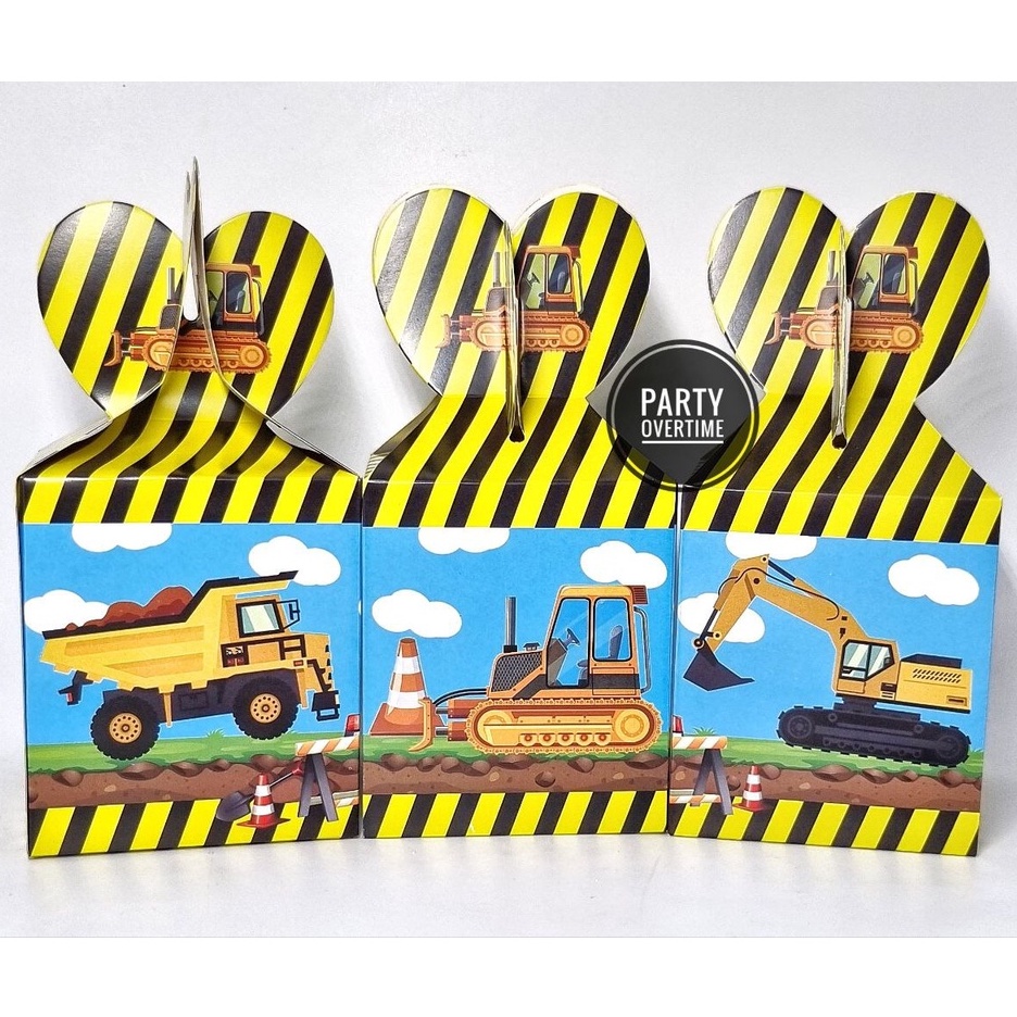 6 pcs Construction Truck Backhoe design Heart Top Gift Box Birthday ...