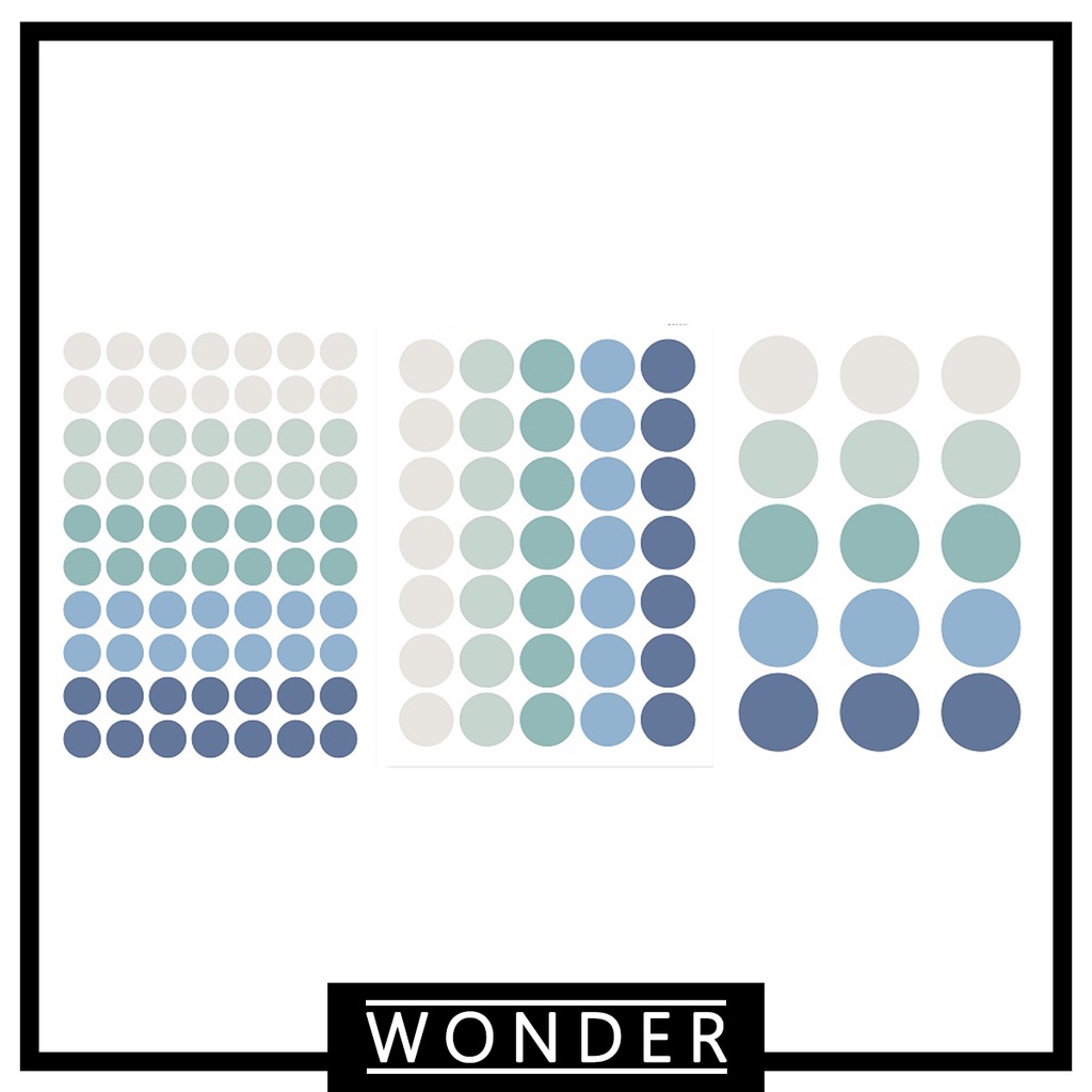 BLUE 3 Sheets 130pcs Color Dot Deco Sticker Planner Stationery Bullet ...
