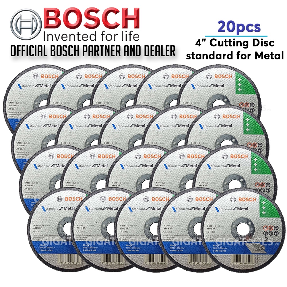 New Bosch 20pcs Cutting Disc 4" standard for Metal 1.2 mm ( 2608619343 ...