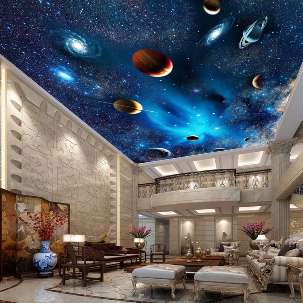 Custom Mural Wallpaper 3D Universe Space Star Planet Ceiling Paintings ...