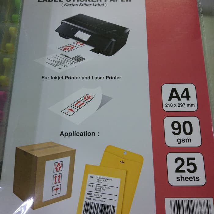 Label STICKER PAPER A4 LASER And INKJET PRINTER STICKER PAPER | Shopee ...