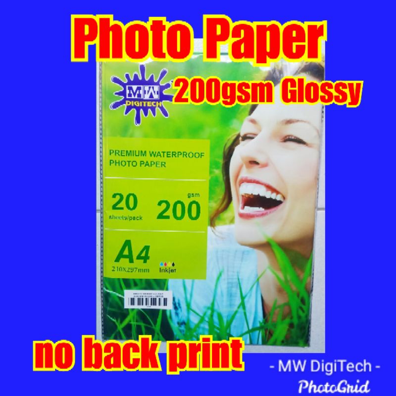 200gsm Photo Paper Glossy - No Backprint - A4 -20pcs | Shopee Philippines