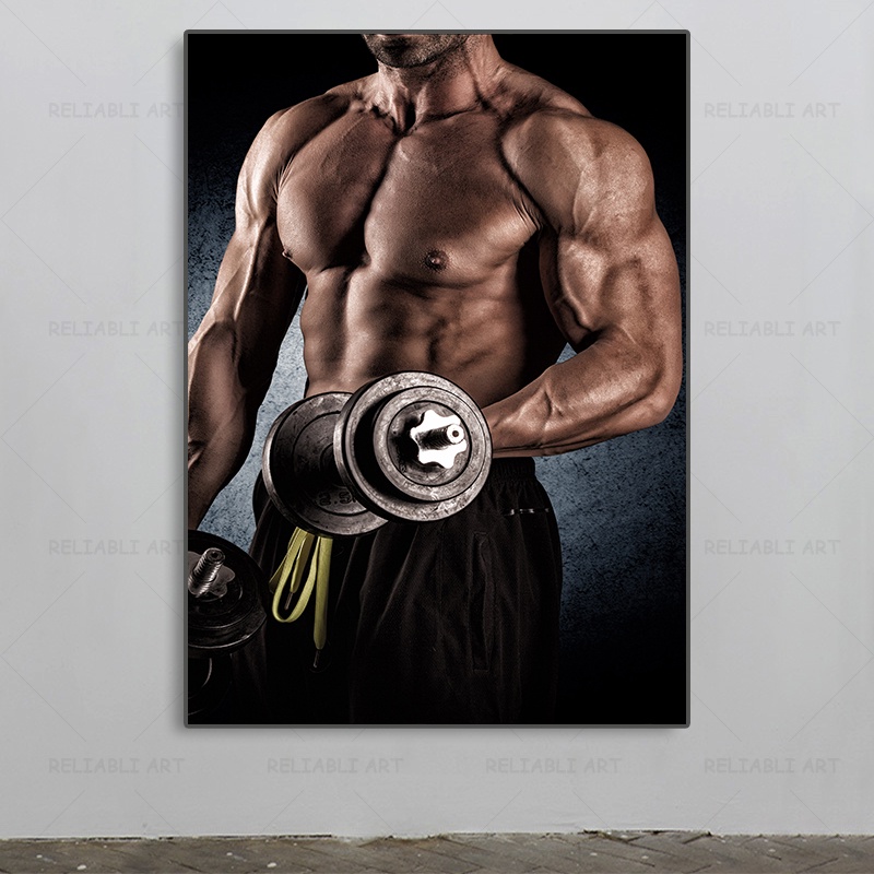 Modern Gym Decoration Canvas Painting Bodybuilding Character Fitness ...