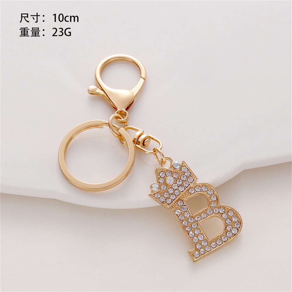 Luxury Rhinestone Crown Initial Letter Keychain Gold Crystal A To Z ...