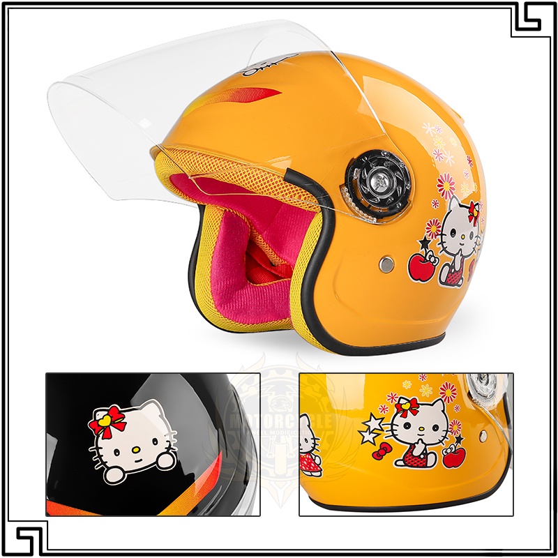 Hello Kitty Cartoon Helmet Motorcycle Big Kid Half Face Plain Child ...