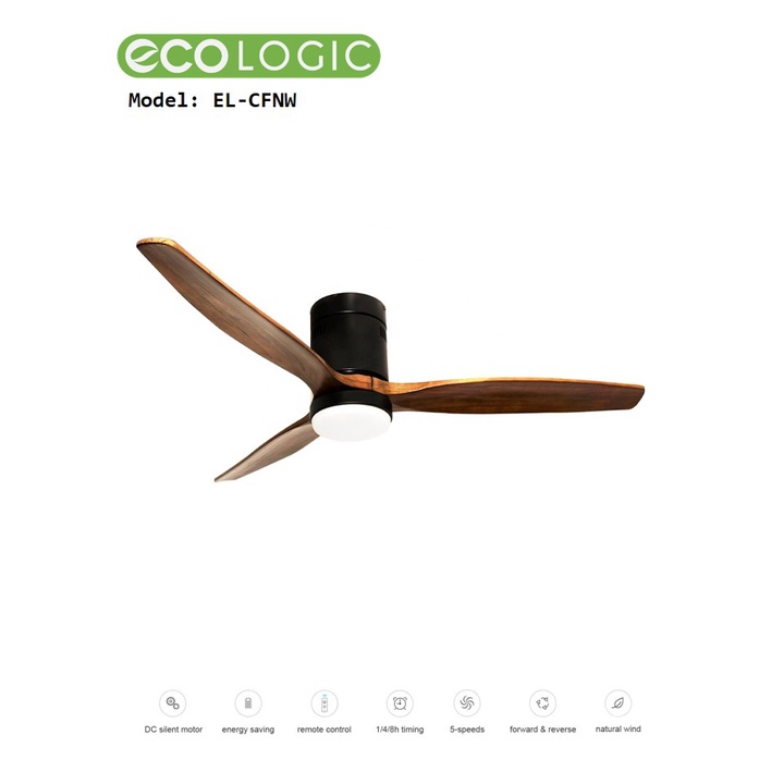Ecologic Dc Inverter Modern Solid Wood Ceiling Fan Light With Remote ...