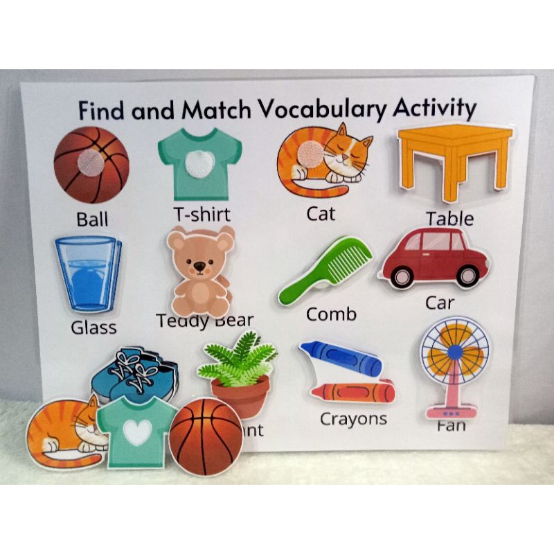 Find and Match Vocabulary Activities Busy Book Laminated Sheet | Shopee ...